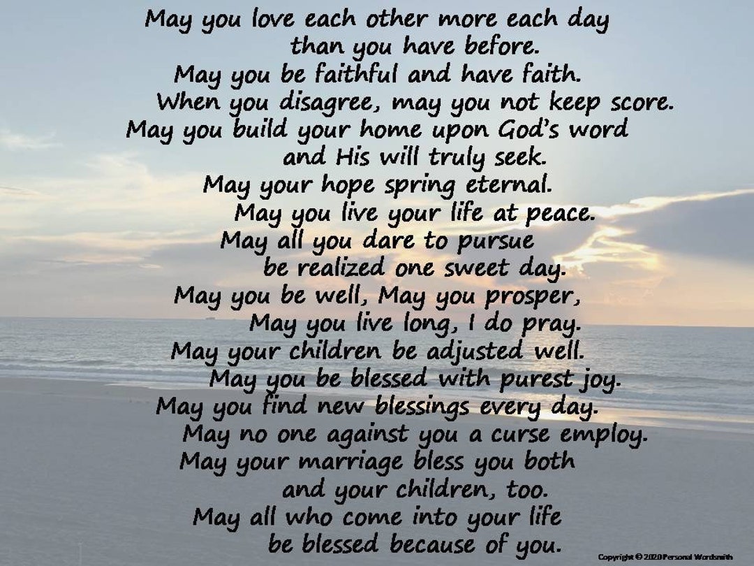 Second Marriage Blessing Print, Gift for Couple With Children, Toast to ...