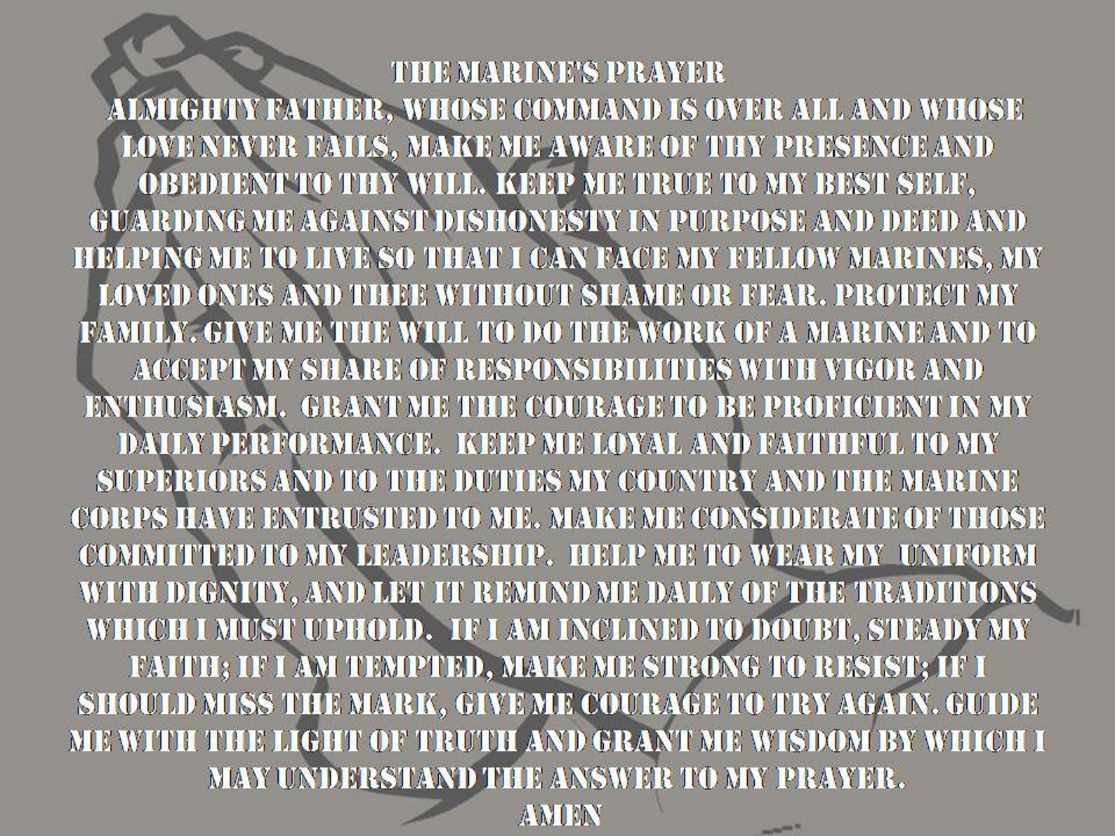 A Marine's Prayer Print, Corps Inspirational Download, Military Poetry ...