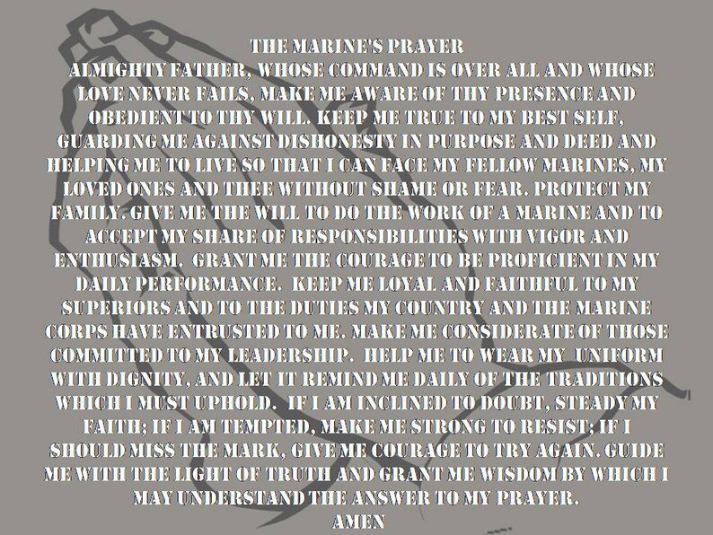 A Marine's Prayer Print, Corps Inspirational Download, Military Poetry ...