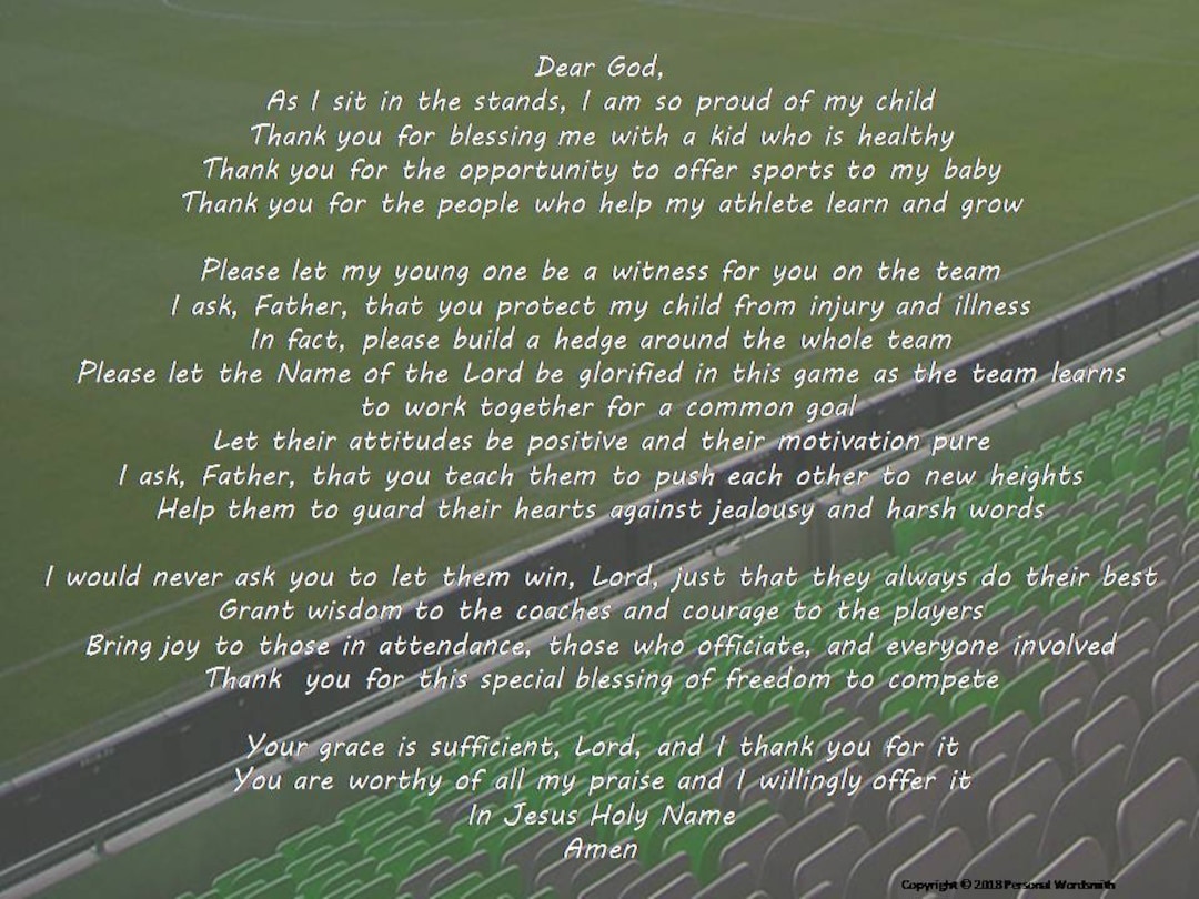 Parent's Prayer for Athletes, Blessing Over Athletes Digital Print ...