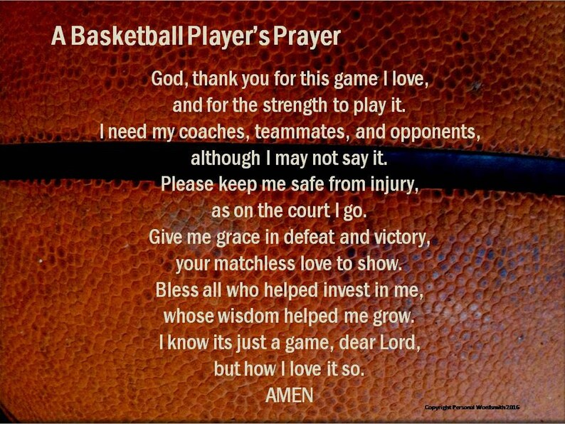 Basketball Prayer Digital Download, Christian Player's Poem Print, Kids ...