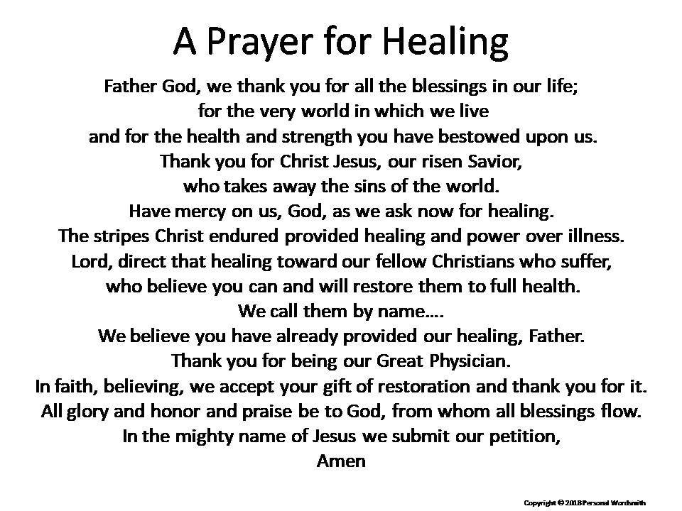 Downloadable Healing Prayer, Christian Healing Prayer Print, Pray for ...