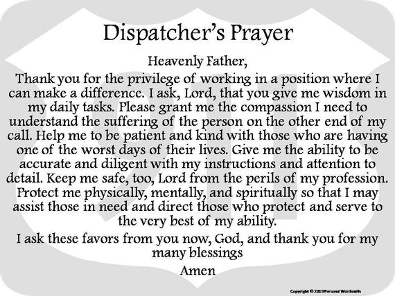 Dispatcher's Prayer Print Download Digital Prayer for - Etsy
