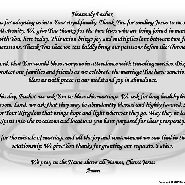 Wedding Toast Prayer - Etsy