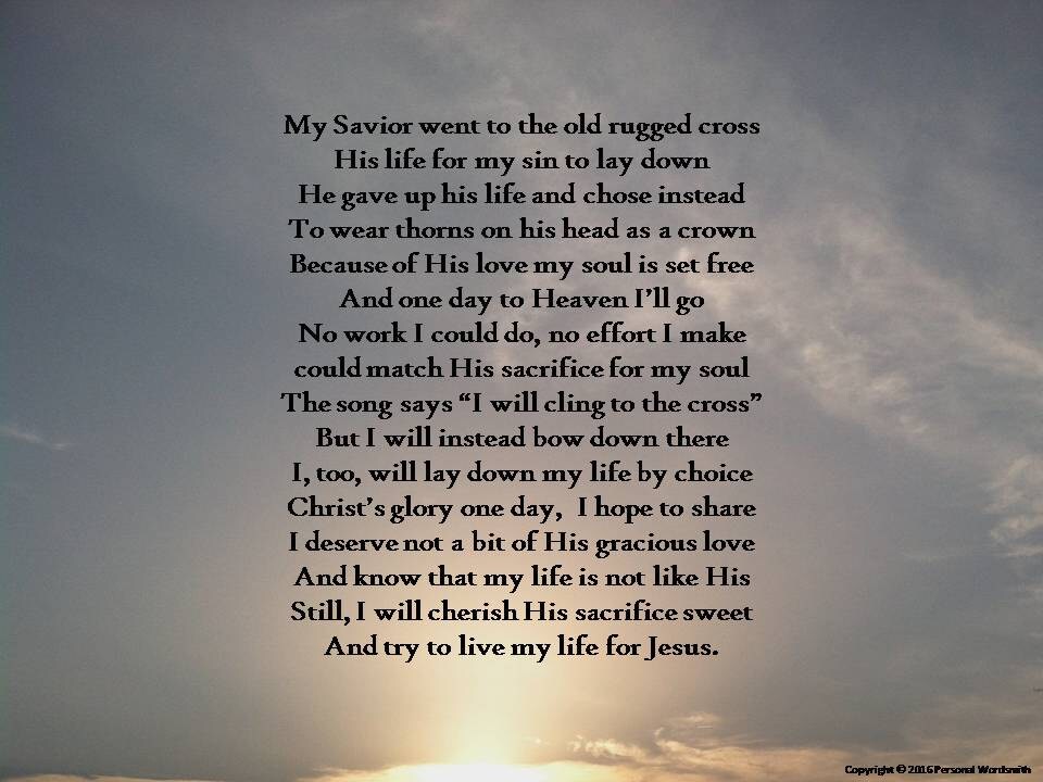 Old Rugged Cross Poem Digital Print, Christian Easter Reading Download ...