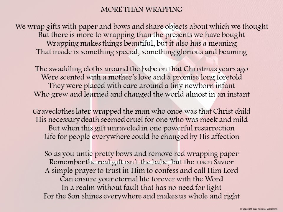 Christmas Poem Download, Wrapping Paper Christian Poetry, Reading for ...