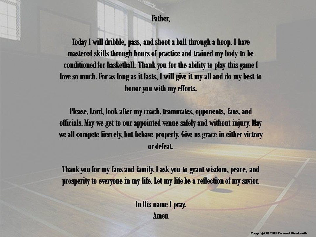Basketball Prayer Digital Download, Athlete's Prayer Print ...