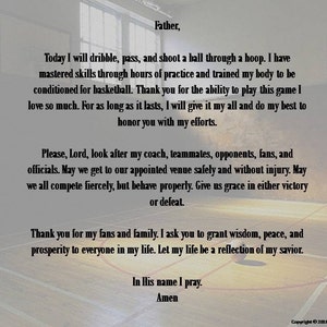 Basketball Prayer Digital Download, Athlete's Prayer Print ...