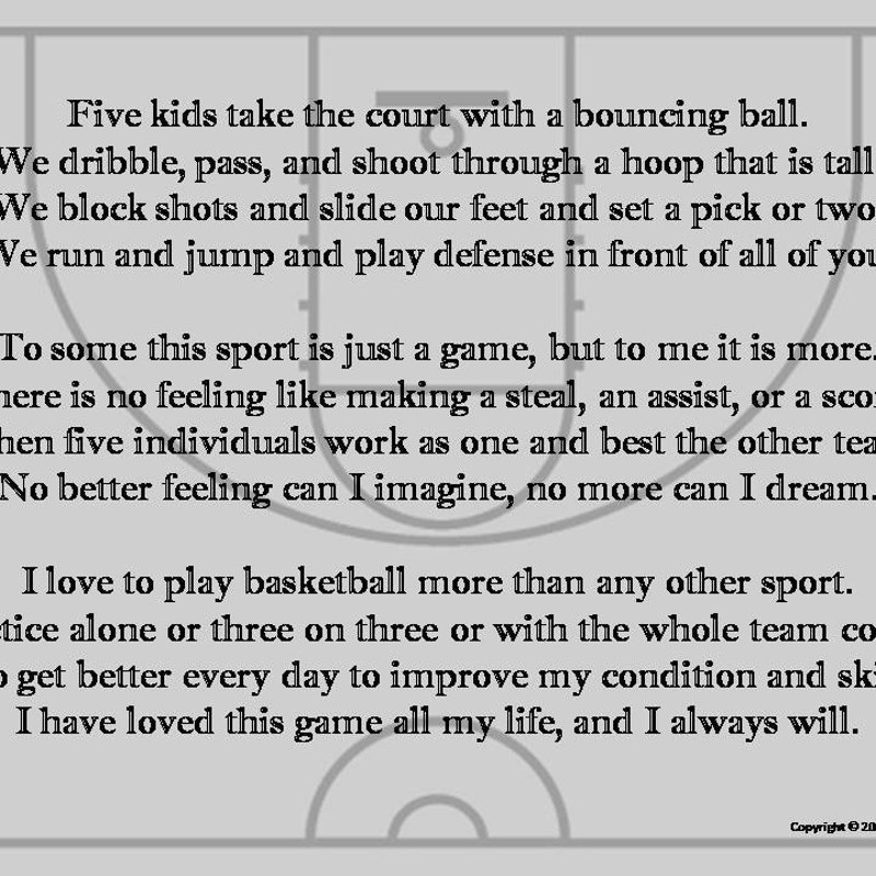 Basketball Poem - Etsy