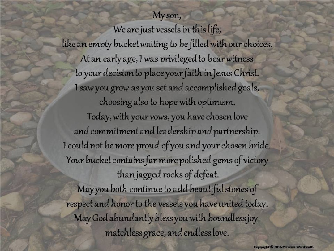 Bucket and Stones - A Personal Wordsmith Poem to Read as Mother of ...
