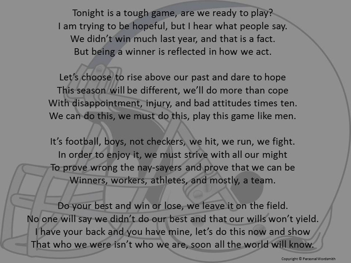 Football Poem Digital Print Downloadable Pregame Football | Etsy