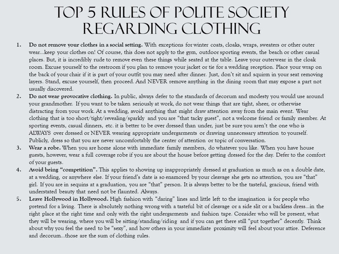 George Washington Rules of Civility Rule Seven, Polite Society Clothing ...