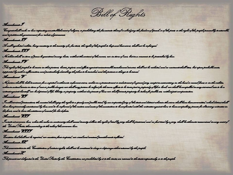 Bill of Rights Instant Digital Download, Constitution Print, Patriotic ...