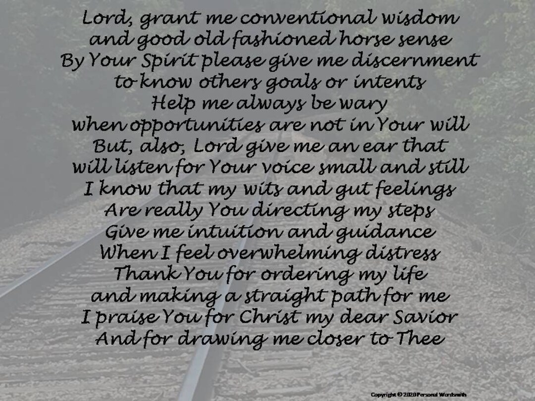 Conventional Wisdom Poem, Prayer for Direction Download, Printable ...