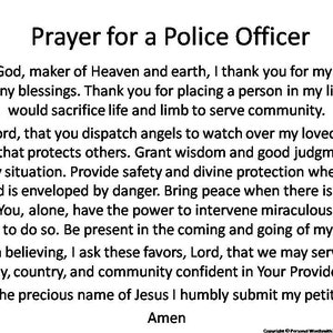 Prayer for a Police Officer Download, Printable Patrolman Prayer ...
