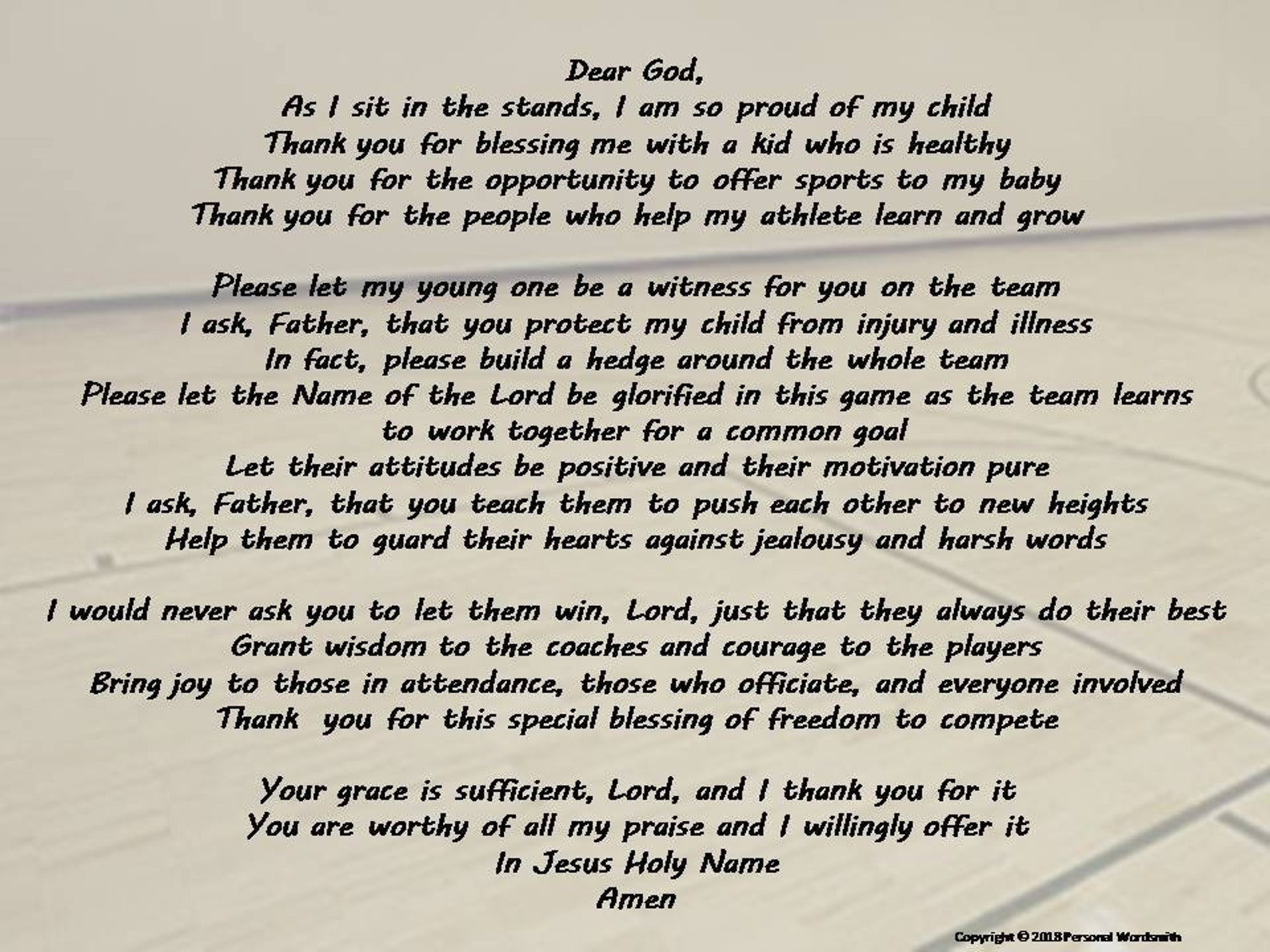 Parent's Prayer for Athletes, Blessing Over Athletes Digital Print ...