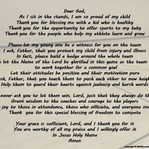 Parent's Prayer for Athletes, Blessing Over Athletes Digital Print ...