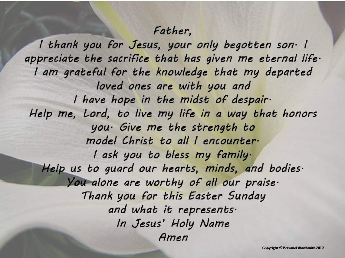 Easter Prayer Digital Print, Downloadable Palm Sunday Reading ...