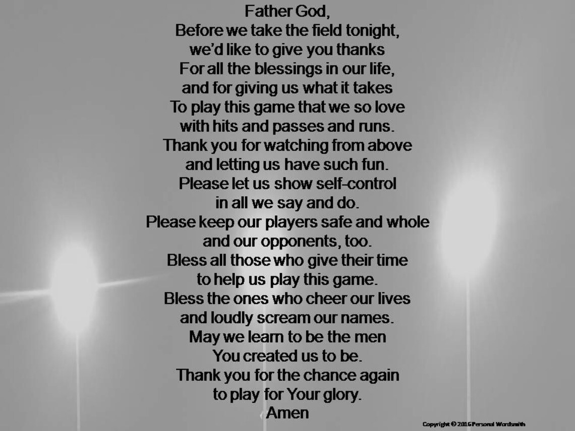 Christian Pre-game Football Prayer Print, Digital Download for ...