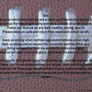 Football Team Prayer Digital Print, Athlete's Pregame Reading, Poem to ...