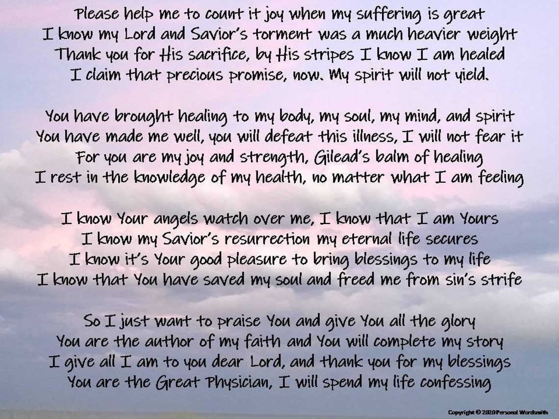 Health and Healing Prayer Poem Download, Christian Prayer for Healing ...