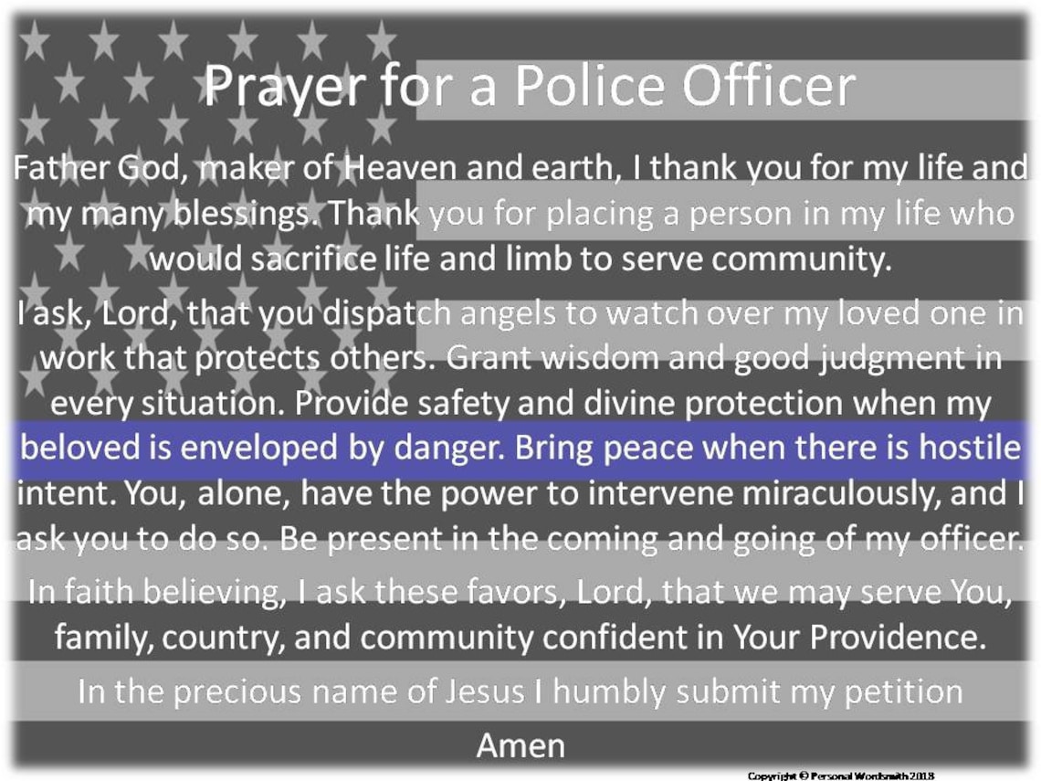 Prayer for a Police Officer Download, Printable Patrolman Prayer ...