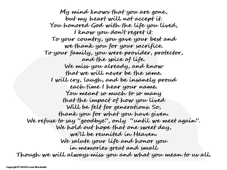 A Soldier's Remembrance by Personal Wordsmith, Memorial Poem for ...