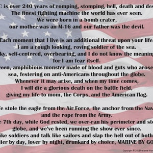 Marine by God Poem Print, Veterans Day Rhyme for Jar Heads, Famous ...