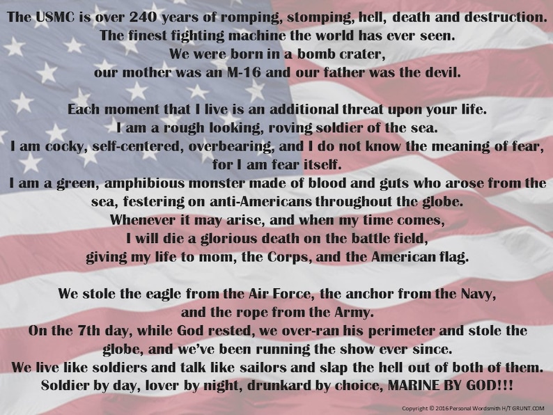 Marine by God Poem Print, Marine Veterans Day Poem, Famous Marine ...