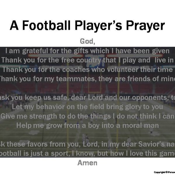 Football Prayer - Etsy