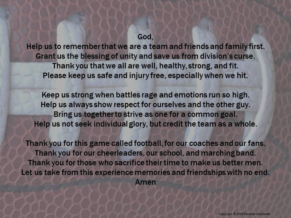 Football Team Prayer Digital Print, Athlete's Pregame Reading, Poem to ...