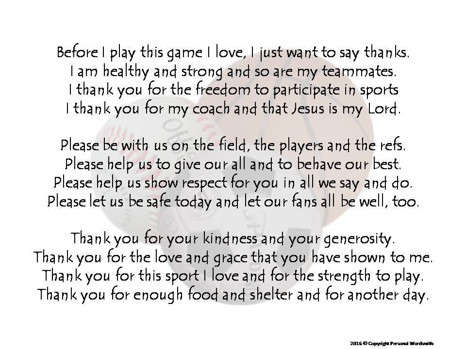 Rhyming Prayer for Young Athletes Digital Download, Printable Pre-game ...