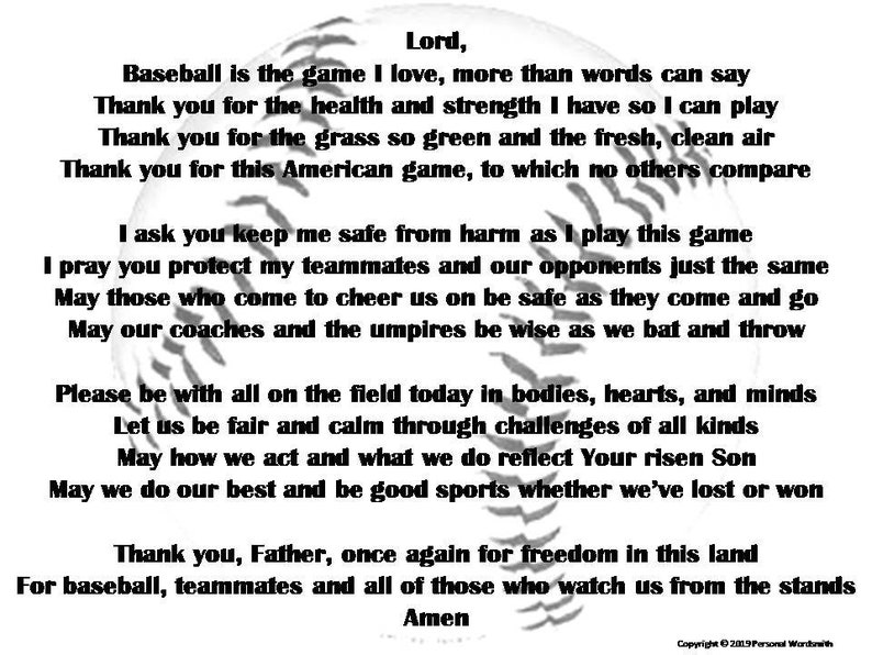 Baseball Prayer Print, Downloadable Baseball Poem, Athletes Prayer ...