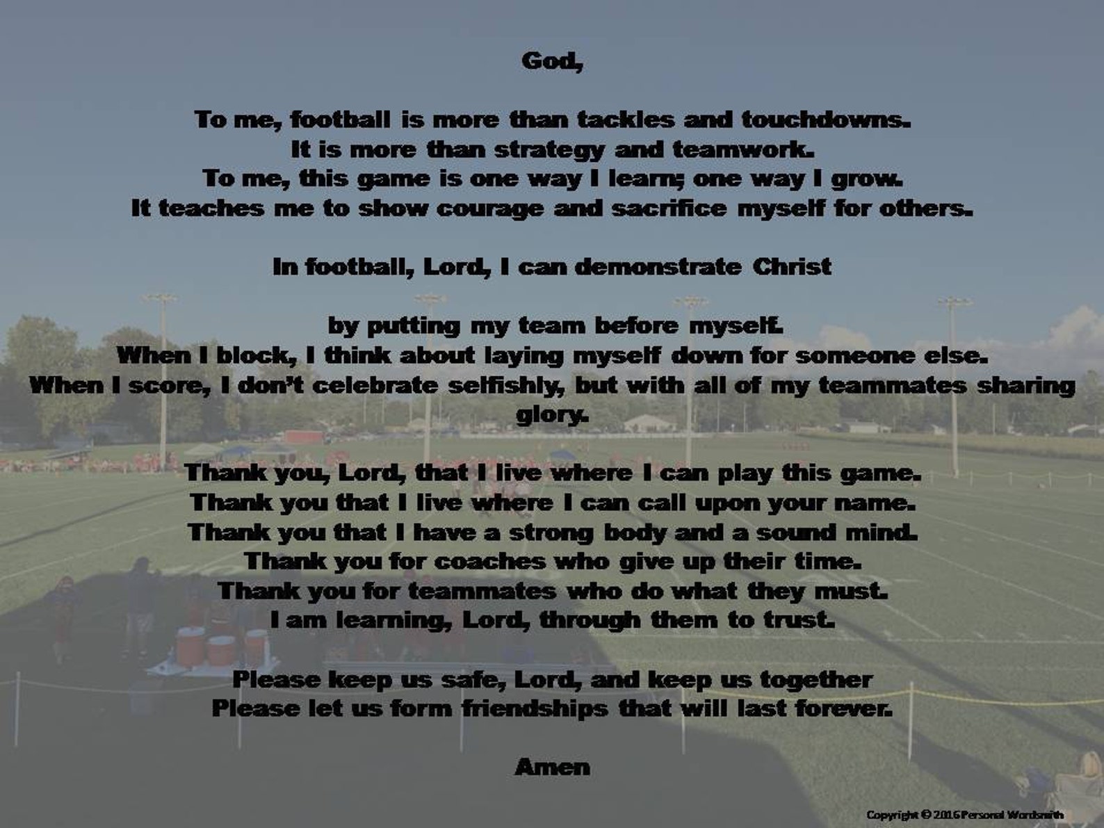 Football Prayer and Blessing Digital Print Football Home - Etsy