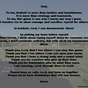 Football Prayer and Blessing Digital Print, Locker Room Decor, A ...