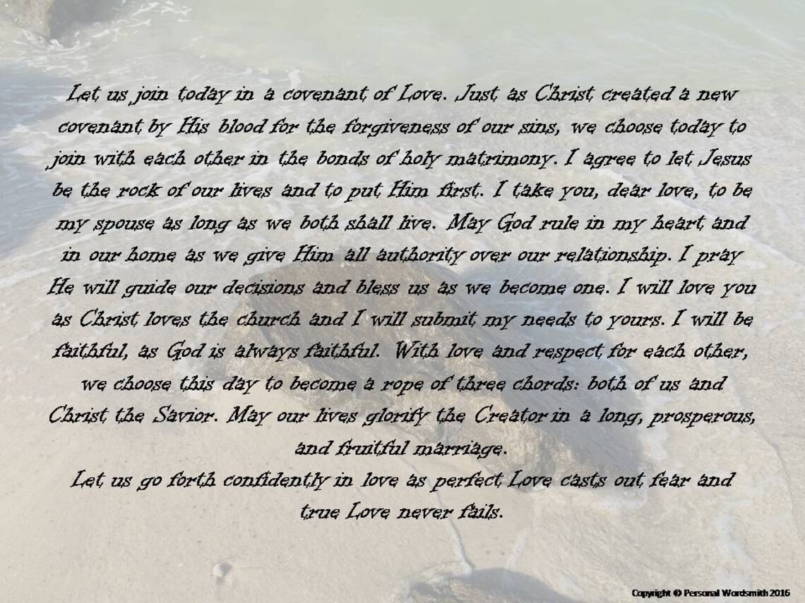 Covenant Wedding Vows Digital Download, Printable Christian Marriage ...