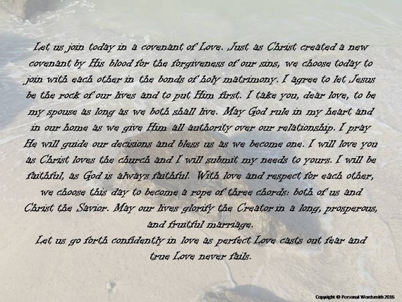 Christian Marriage Vows Digital Print Downloadable Covenant Etsy