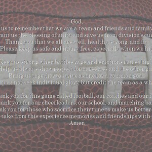 Football Team Prayer Digital Print, Athlete's Pregame Reading, Poem to ...