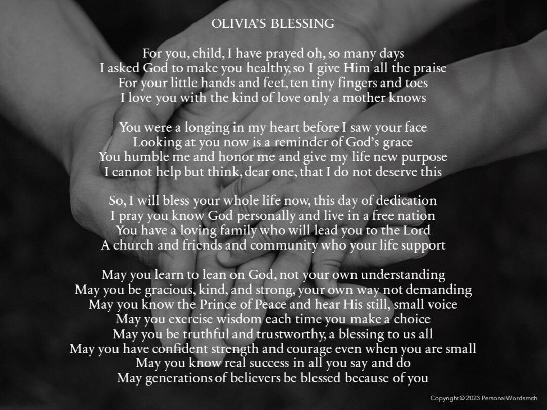 Baby Dedication Script From Mother to Baby, Reading for Infant Baptism ...