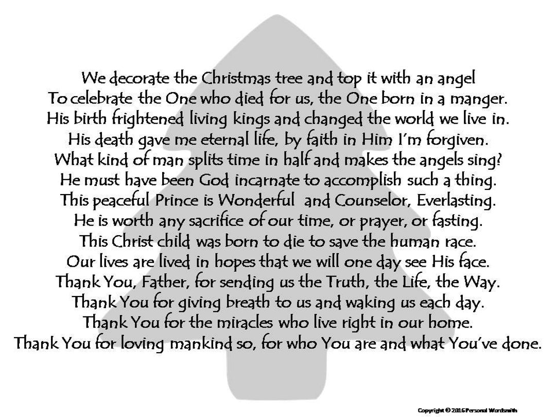 Christmas Poetry Decor, Holiday Christmas Tree Photo Poem Print ...