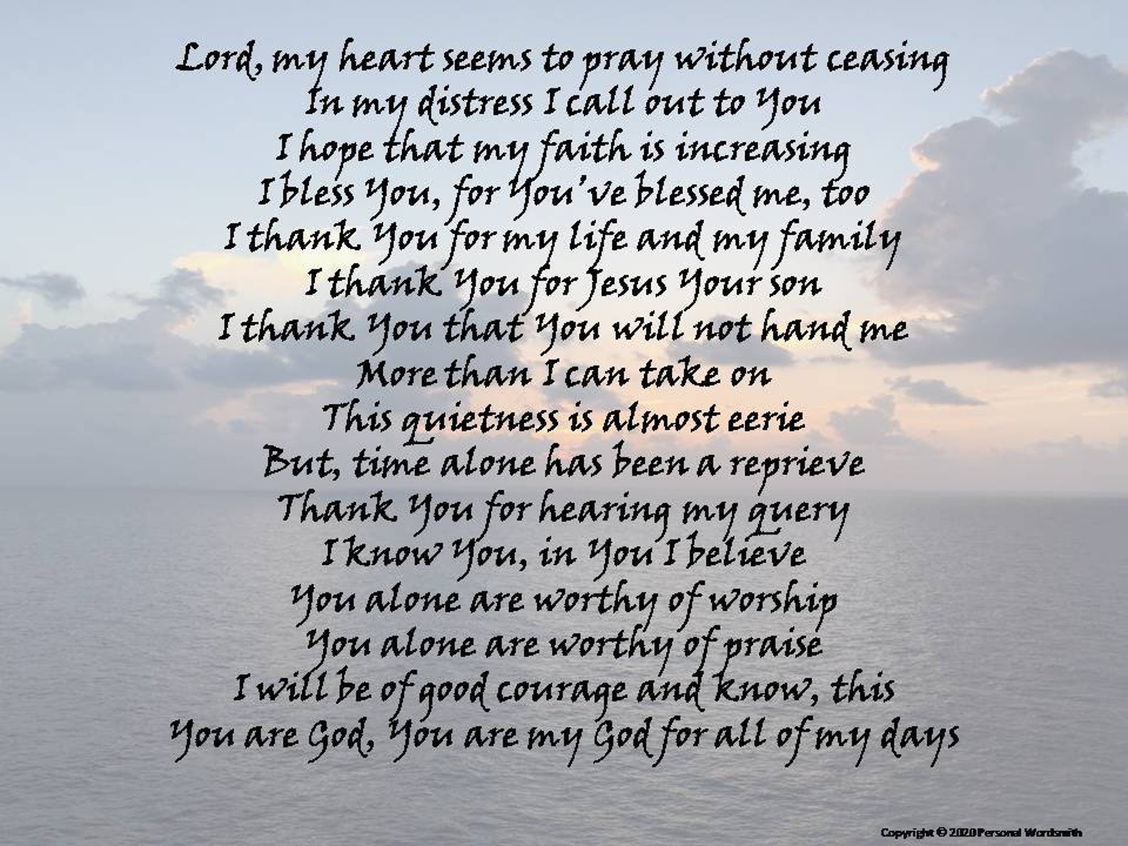 Prayer for Peace in Stillness Print, Christian Poetry Pray Without ...