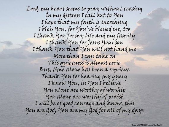Prayer for Peace in Stillness Print Christian Poetry Pray - Etsy
