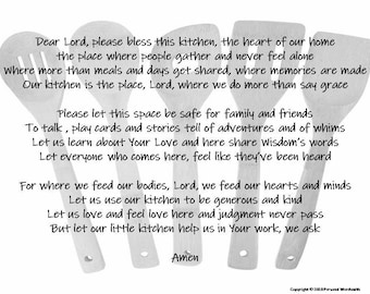 Kitchen Prayer Poem - Etsy