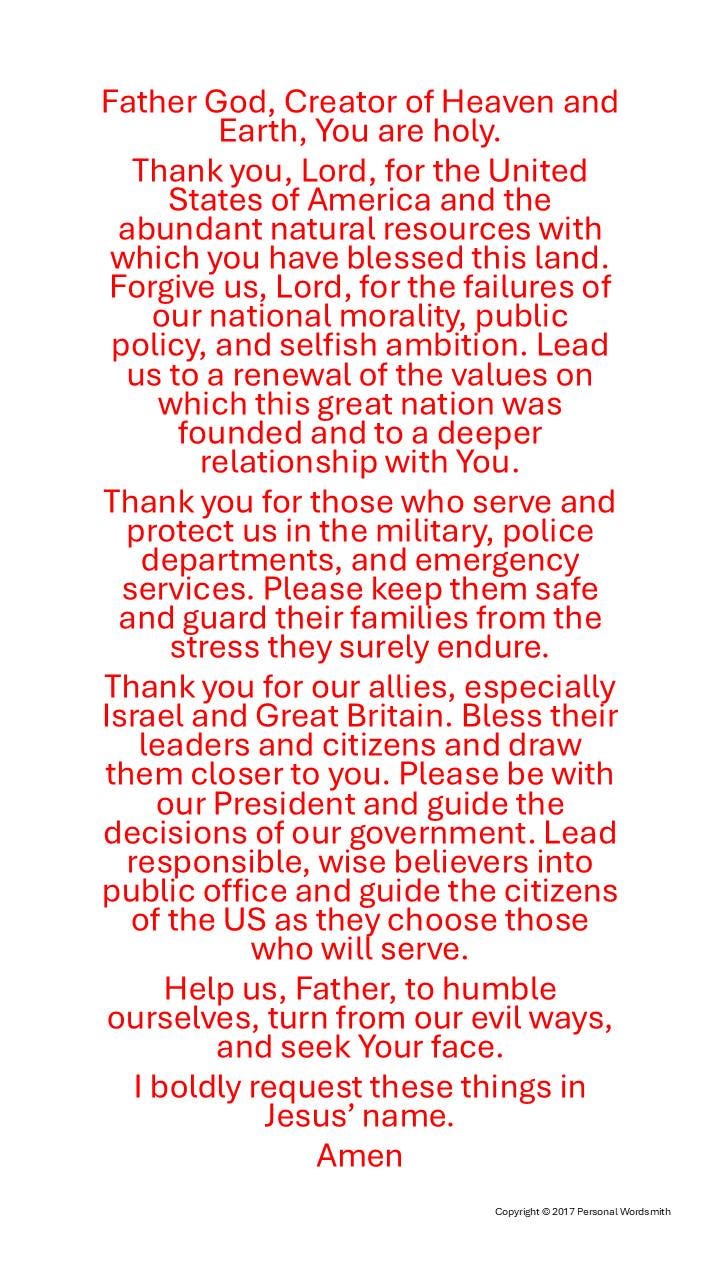 Prayer Card for Memorial Day by Personal Wordsmith, Laminated Patriotic ...