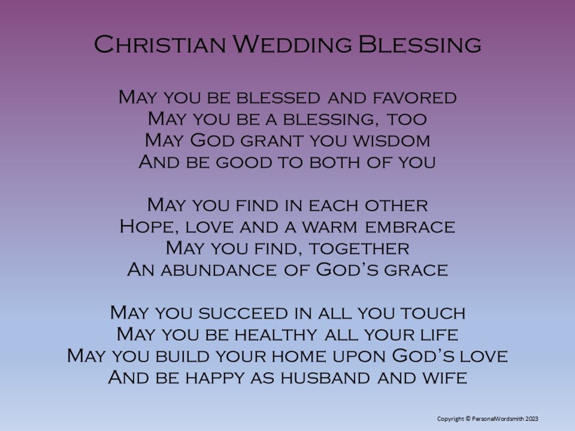 Christian Marriage Blessing to Print, Wedding Reception Toast Bride and ...