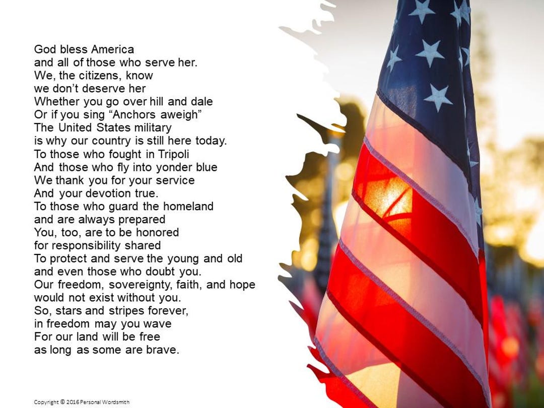 Memorial Poem for Veterans Day Digital Print, Patriotic Prayer Download ...