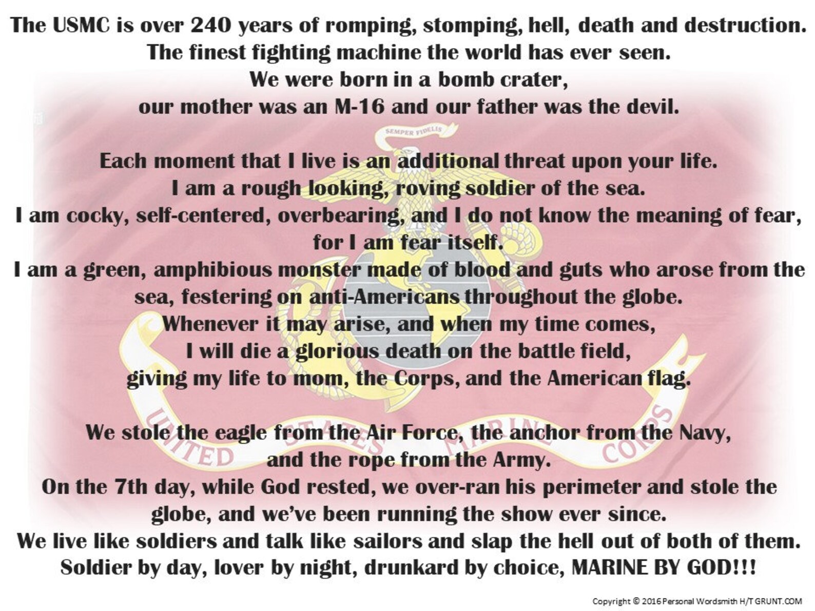 Marine by God Poem Print, Marine Veterans Day Poem, Famous Marine ...