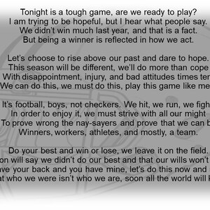 Football Poem Digital Print, Downloadable Pregame Football Poem ...
