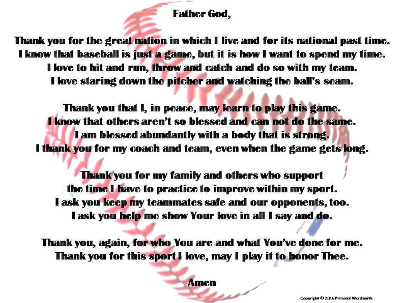 Baseball Prayer Digital Print, Download Christian Baseball Prayer ...
