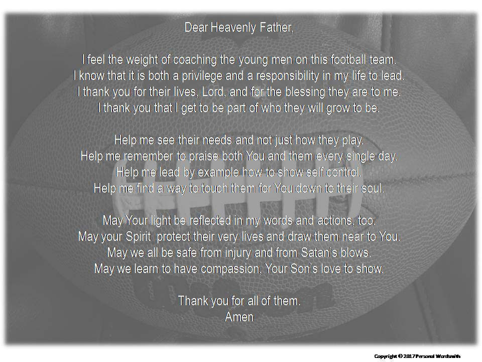Football Coach's Prayer Digital Print, Downloadable Prayer for ...